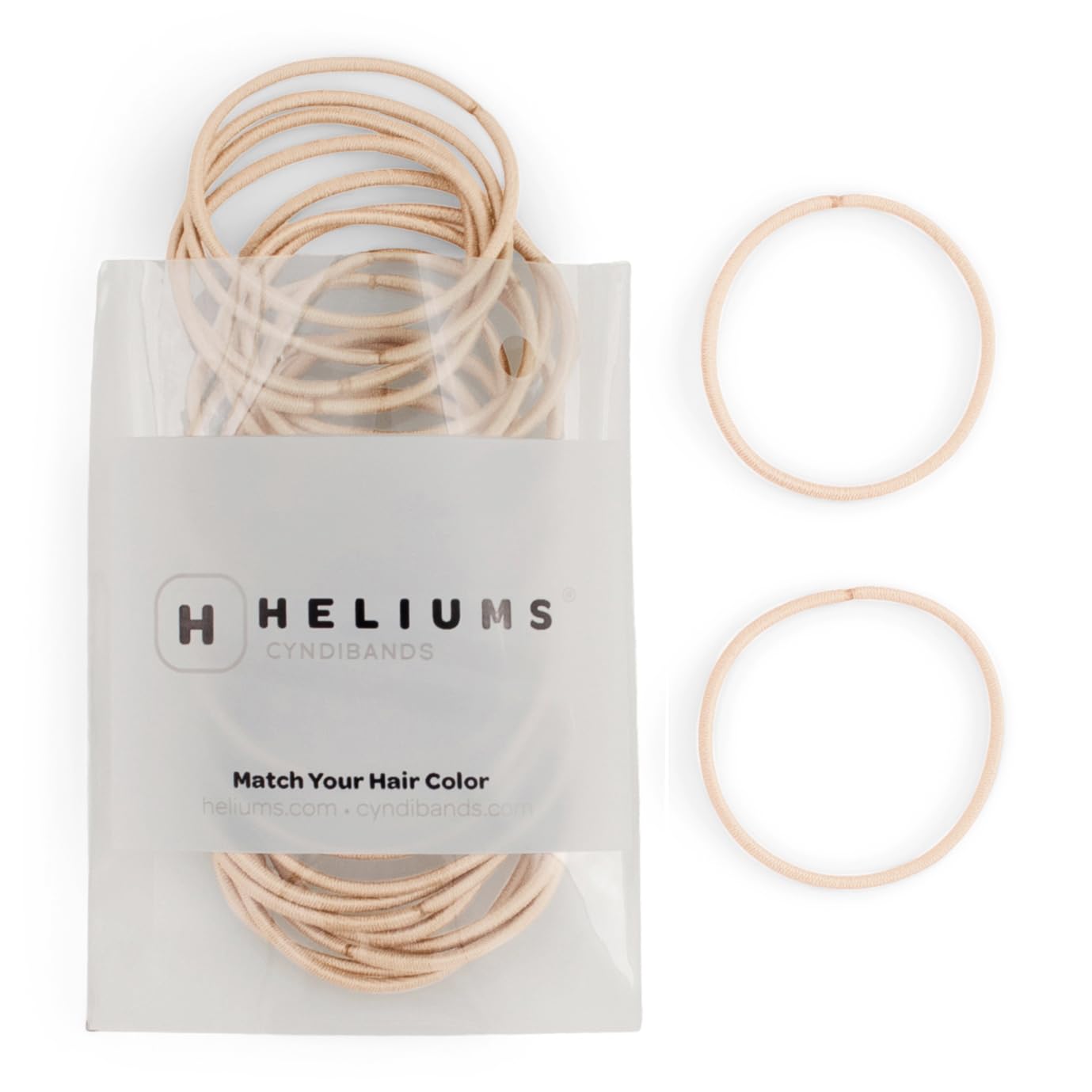 Heliums Thin Hair Elastics - Beige Blonde - 2mm Hair Ties for Thin Hair, 1.75 Inch, Medium Hold No Damage Ponytail Holders - 40 Count