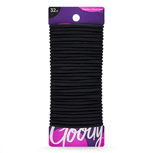 Goody Hair Women's Braided Hair Elastics Black 4mm for Medium Hair, 32 Count (Pack of 1)