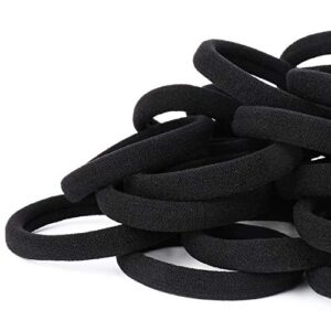 50pcs black hair ties for women, cotton seamless hair bands, elastic ponytail holders, no damage for thick hair, 2 inch in diameter, by nspring