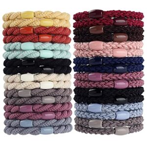 hair ties for thick hair, tyfthui 32 pcs elastics hair bands ponytail holders, hair tie bracelets for women girls, no damage no crease hair elastics for women's hair multi-colored