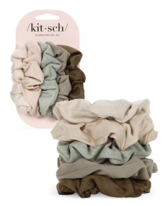 kitsch scrunchies for women's hair - assorted hair scrunchies | large hair ties for women | hair tie scrunchies for girls | cute scrunchie | hair bands & ponytail holders, 5pc (eucalyptus)