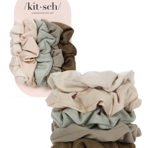 Kitsch Scrunchies for Women's Hair - Assorted Hair Scrunchies | Large Hair Ties for Women | Hair Tie Scrunchies for Girls | Cute Scrunchie | Hair Bands & Ponytail Holders, 5pc (Eucalyptus)