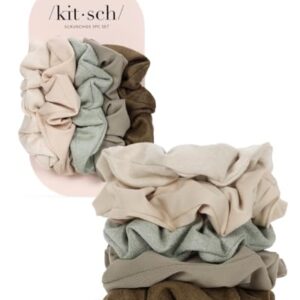 Kitsch Scrunchies for Women's Hair - Assorted Hair Scrunchies | Large Hair Ties for Women | Hair Tie Scrunchies for Girls | Cute Scrunchie | Hair Bands & Ponytail Holders, 5pc (Eucalyptus)