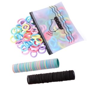 300 pack hair ties beoffer baby toddlers girls elastics hair bands black colorful small rubber bands ponytail pigtails holders not harm to hair (color b)