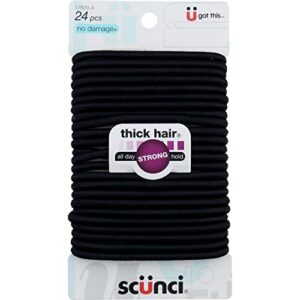 scunci effortless beauty no-damage black elastics, thick hair 24 ea (pack of 3)