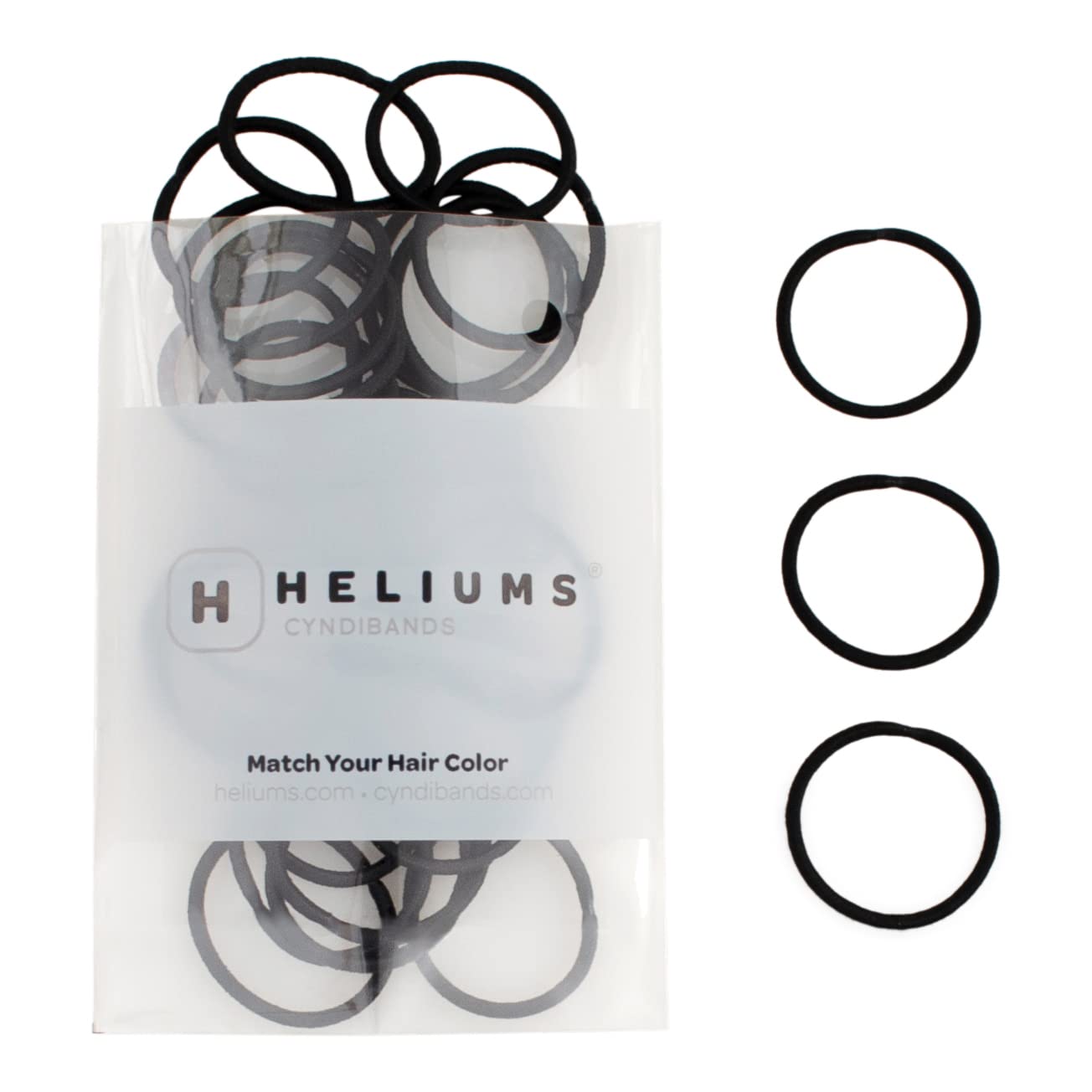 Heliums Small Hair Ties - Black - 1 Inch Hair Bands, 2mm Hair Elastics For Thin Hair and Kids - No Damage Ponytail Holders in Neutral Colors - 48 Count