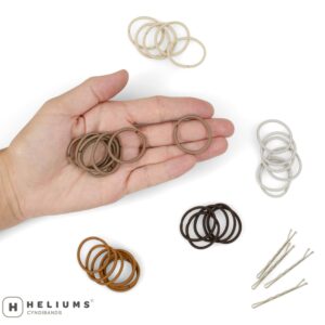 Heliums Small Hair Ties - Black - 1 Inch Hair Bands, 2mm Hair Elastics For Thin Hair and Kids - No Damage Ponytail Holders in Neutral Colors - 48 Count