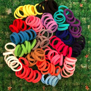 XIMA 60pcs Nylon Elastic Hair Ties Hair Ties Bands Rope No Crease Elastic Fabric Large Cotton Stretch Ouchless Ponytail Holders (60pcs-Tan(HT007-17))