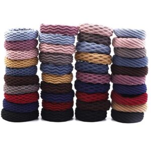 40pcs hair ties for thick hair, hair ties no crease, seamless cotton hair bands for women, simply hair tie ponytail holders, hair ties for thick heavy or curly hair multicolor