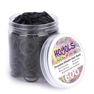 hoyols 3/4” inches black hair rubber bands for hair ties small elastics bands large hair braiding ponytail holders for baby toddler girls kids thick hair mini bands no damage 600pcs (m) latex-free