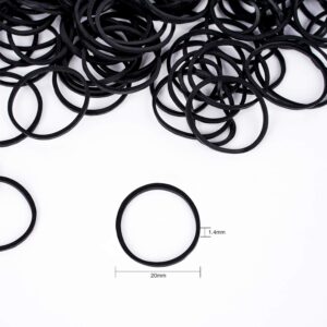 HOYOLS 3/4” Inches Black Hair Rubber Bands for Hair Ties Small Elastics Bands Large Hair Braiding Ponytail Holders for Baby Toddler Girls Kids Thick Hair Mini Bands No Damage 600pcs (M) Latex-Free