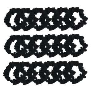 set of 24 black satin hair scrunchies for women elastic hair ties small hair bobbles fabric hair bands ponytail holder girls hair accessories