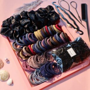 YANRONG 755PCS Hair Accessories for Woman Set Seamless Ponytail Holders Variety Hair Scrunchies Hair Bands Scrunchy Hair Ties For Thick and Curly (Mix)