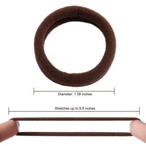 100 Pack Seamless Cotton Elastic Hair Ties for Women, Ponytail Holders, Stretch Hair Accessories, No Crease No Damage for Thick Hair (Dark Brown)