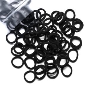 wanby hair ties mini seamless black hair bands soft elastics ponytail holders hair ties for girls toddler (100 pcs)