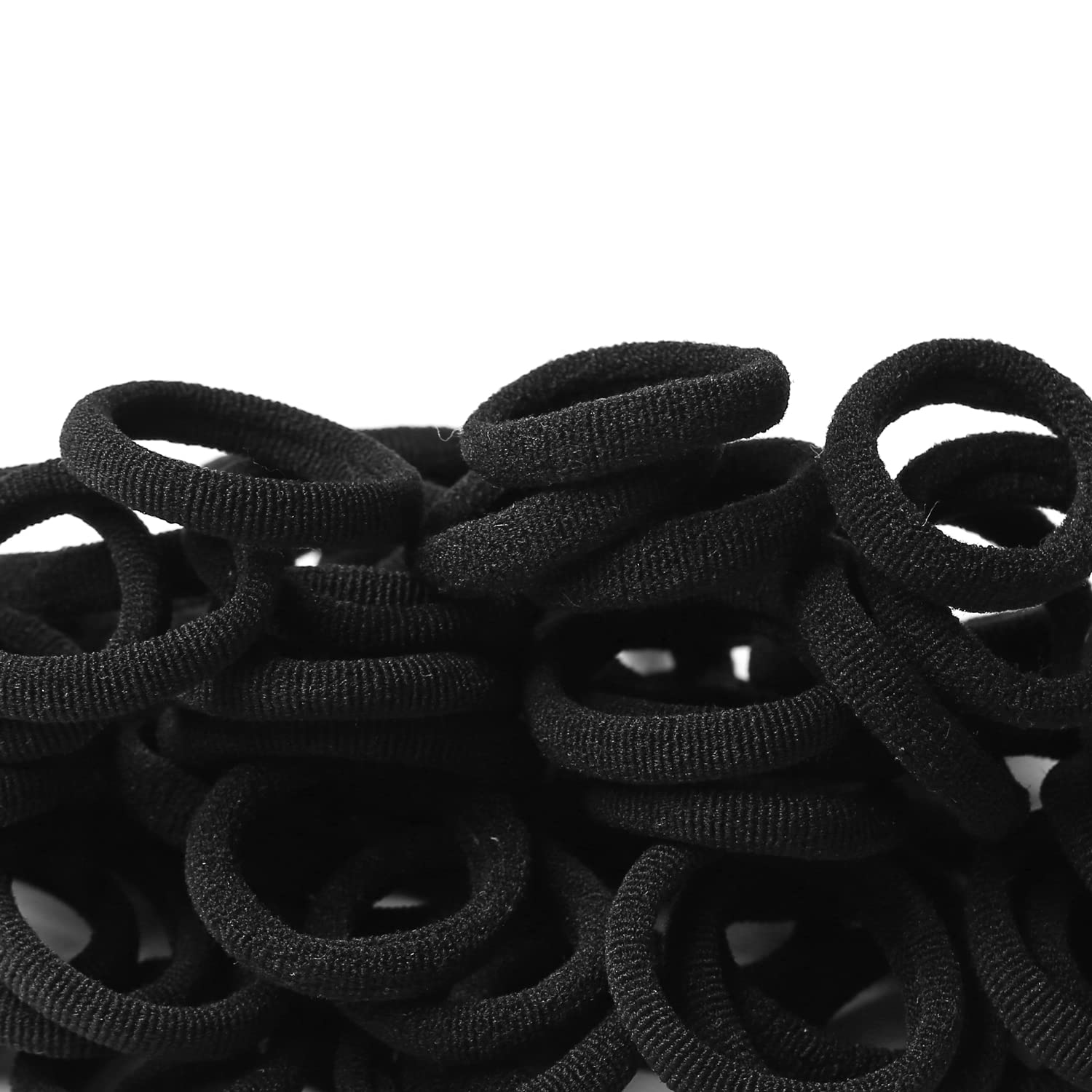 WANBY Hair Ties Mini Seamless Black Hair Bands Soft Elastics Ponytail Holders Hair Ties for Girls Toddler (100 Pcs)