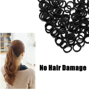 WANBY Hair Ties Mini Seamless Black Hair Bands Soft Elastics Ponytail Holders Hair Ties for Girls Toddler (100 Pcs)