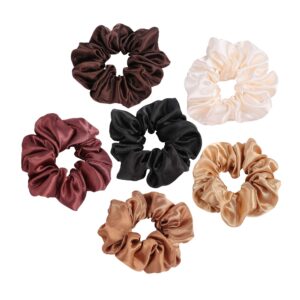 zborh 6 pcs satin hair scrunchies soft elastic hair ties set for women teenage girls ponytail holders