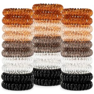 maqihan spiral hair ties - 40pcs telephone cord hair tie coil hair tie for women girls teens spiral ponytail holders for thick hair elastic waterproof cord hair coils accessories neutral colors