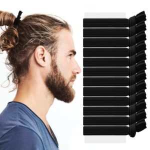 sygy hair ties for men 12pcs, black hair ties knotted hair bands, mens hair ties for long curly thick hair, elastic flat man bun hair tie no damage, ponytail holders strong holder hair ties for guys