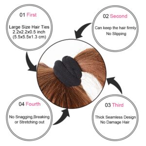 J-MEE Thick Hair Ties Hair bands No Break Ponytail Holders for Thick Heavy and Curly Hair (Hair ties 5 Black)