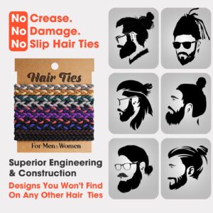 EasYoung 10pcs Braided Mens Hair Ties for Guys, for Buns Curly Thick Dense Hair Elastic Hair Ties For Men & Women, No Crease Hair Coils Hair Ties Men with Long Hair