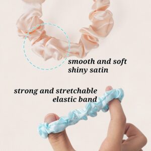 Silk Hair Scrunchies, 24 Pcs Silk Hair Ties, Soft Silk Scrunchies for Hair Elastics Ponytail Holders, Satin Scrunchies for Women Curly Thick Thin Hair