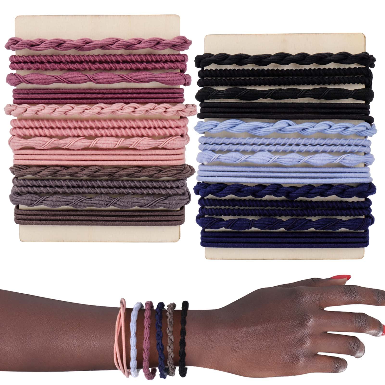 AIERSA 24 Pcs Boho Hair Ties for Women/Girls,No Damage Hair Elastics Band for Thick Hair Curly Hair, Oversize Bracelet Hair Ties,Will Not Strangle The Wrist, Cute Bracelet Ponytail Holders