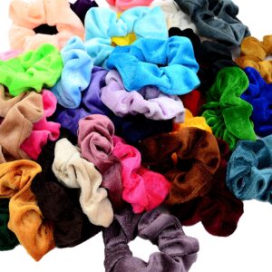 Chloven 45 Pcs Hair Scrunchies Velvet Elastics Hair Bands Scrunchy Hair Ties Ropes Scrunchie for Women Girls Hair Accessories - Great Gift for Holiday Seasons