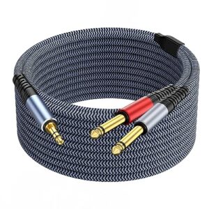 taisusan 1/8 stereo to dual 1/4 mono cable 20ft, 3.5mm to dual 1/4 cable, 1/8 inch trs stereo to dual 1/4 inch trs splitter