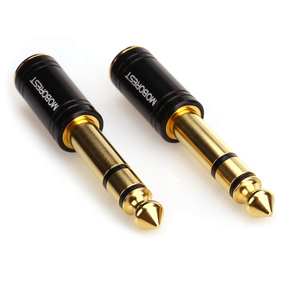 MOBOREST 3.5mm to 1/4" Adapter - Authentic Genuine Universal 6.35mm Pure Copper Adapter Jack - 3.5mm (1/8 Inch) Female to 6.35mm (1/4 Inch) Male Headphone Adapter, Black Fashion 2-Pack