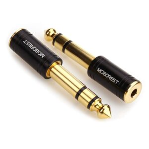 MOBOREST 3.5mm to 1/4" Adapter - Authentic Genuine Universal 6.35mm Pure Copper Adapter Jack - 3.5mm (1/8 Inch) Female to 6.35mm (1/4 Inch) Male Headphone Adapter, Black Fashion 2-Pack