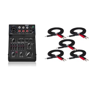 pyle 3 channel bluetooth audio mixer with hosa 3.5mm to dual 1/4'' ts breakout cables