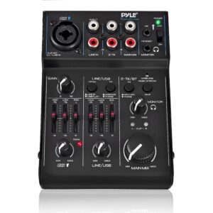 Pyle 3 Channel Bluetooth Audio Mixer with Hosa 3.5mm to Dual 1/4'' TS Breakout Cables