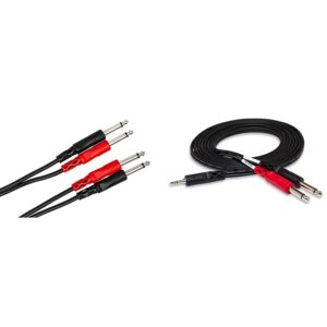 hosa cpp-201 dual 1/4" ts to dual 1/4" ts stereo interconnect cable, 1 meter & cmp-153 3.5 mm trs to dual 1/4" ts stereo breakout cable, 3 feet