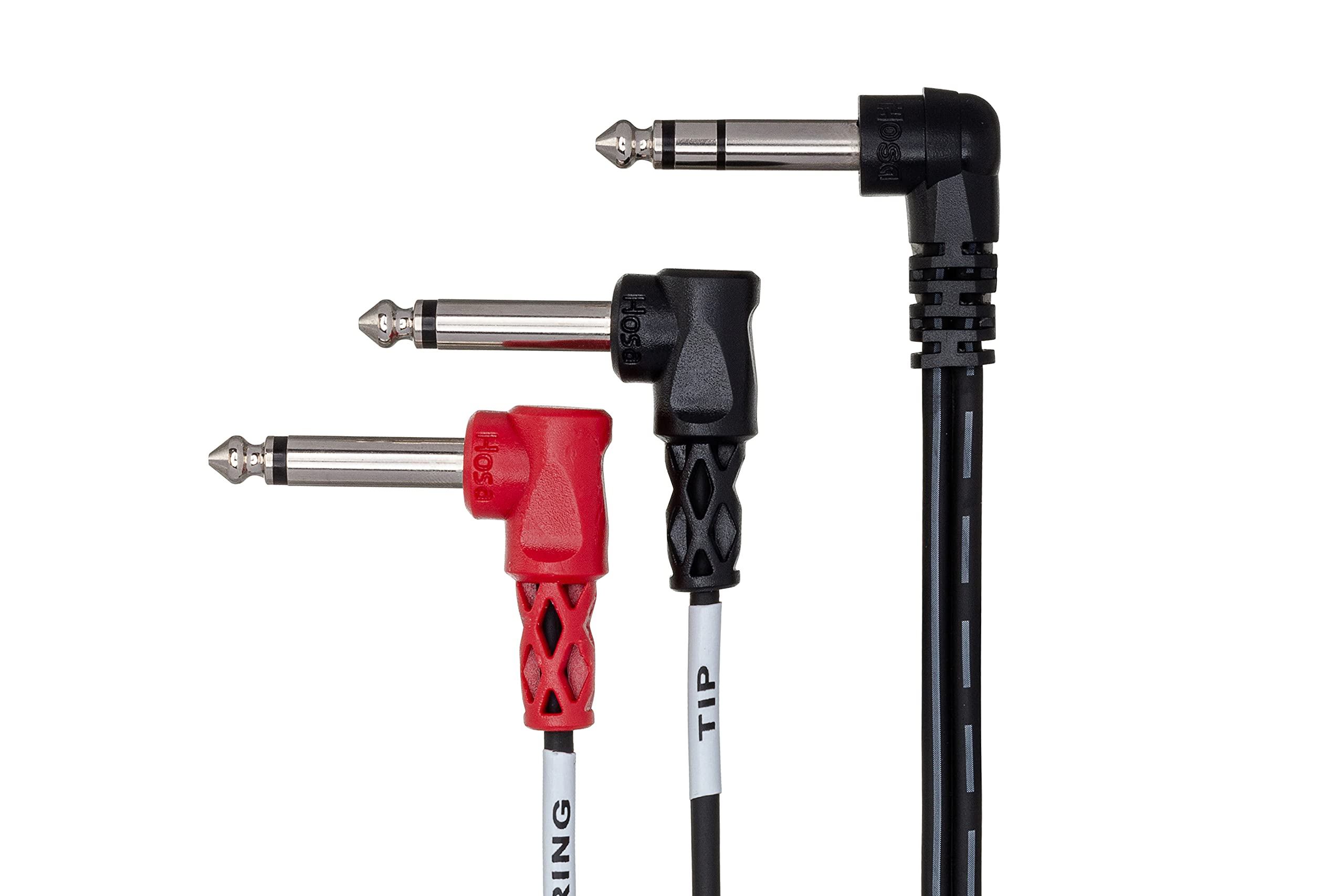 HOSA STP-201RR Right Angle 1/4" TRS to Dual Right Angle 1/4" TS Insert Cable,1 Meter Black & YPP-136 1/4" TRSF to Dual 1/4" TS Stereo Breakout Cable