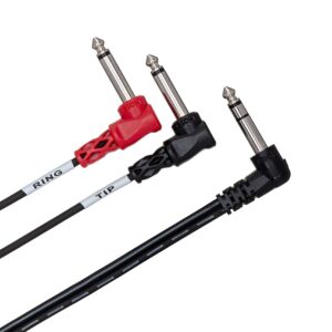 HOSA STP-201RR Right Angle 1/4" TRS to Dual Right Angle 1/4" TS Insert Cable,1 Meter Black & YPP-136 1/4" TRSF to Dual 1/4" TS Stereo Breakout Cable