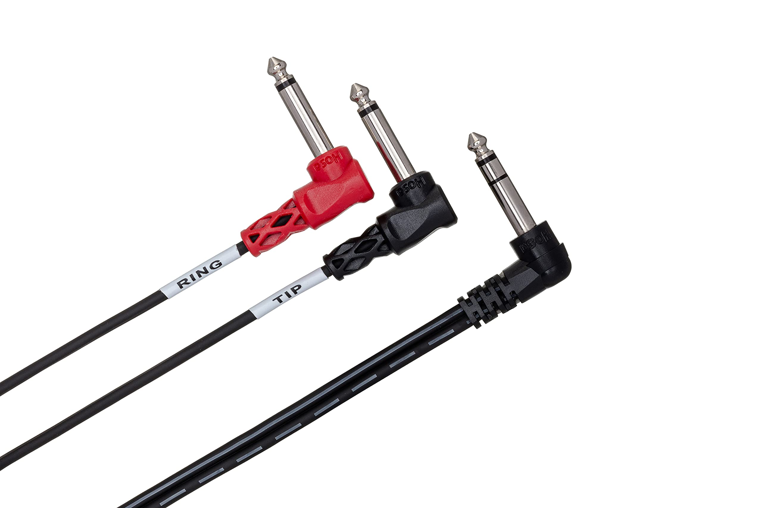 HOSA STP-201RR Right Angle 1/4" TRS to Dual Right Angle 1/4" TS Insert Cable,1 Meter Black & YPP-136 1/4" TRSF to Dual 1/4" TS Stereo Breakout Cable