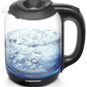 Chefman 1.7 Liter Electric Kettle With Easy Fill Lid, Cordless With Removable Lid And 360 Swivel Base, LED Indicator Lights