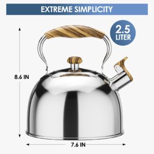 Chefbar Tea Kettle for Stovetop, 2.5 Liter Whistling Tea Kettle & Tea Kettle for Stovetop Gooseneck Pour Over Coffee Kettle