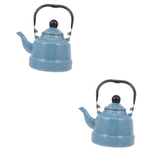 aboofan 2pcs enamel kettle gas kettle enamel teapot enamel tea kettles drip teapot china teapot insulated teapot pottery teapot stainless steel stovetop kettle office soup pot insulation