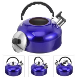 BESTonZON Whistling Tea Kettle Tea Bottle Stainless Steel Stovetop Teapot 4L Camping Water Kettle Kitchen Coffee Kettle Metal Water Pot with Cool Handle for Home Office Blue