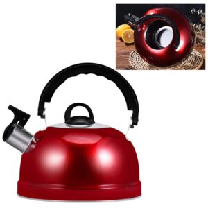 Large Whistling Tea Kettle, 3L Stainless Steel Stovetop Teapot, Portable Whistling Stovetop Tea Kettle with Ergonomic Handle, Stovetop Whistling Kettle Teapot, for Home Kitchen