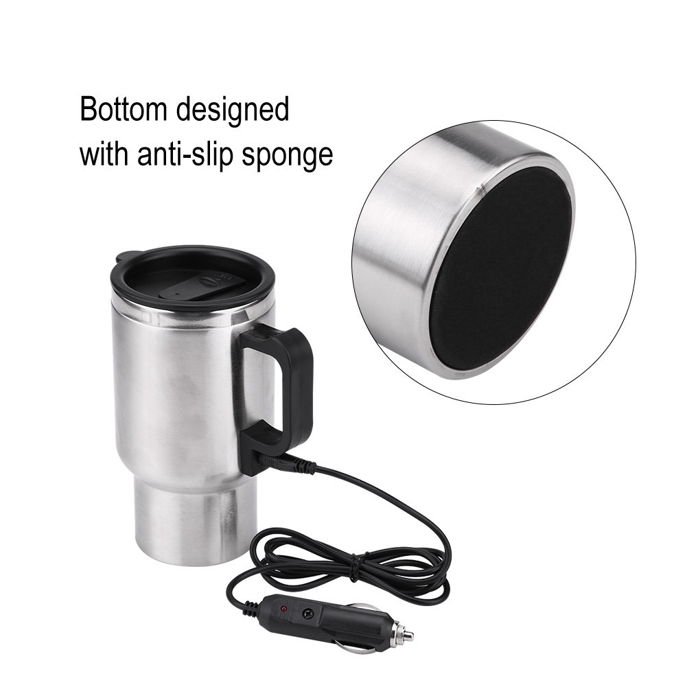 12V 450ml Electric Water Kettle, Car Heating Cup Travel Heating Cup Car Coffee Mug with Indicator Light