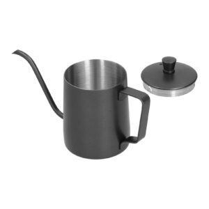 black tea kettle, 350ml ptfe coffee kettle with lid 304 stainless steel pour over coffee pot for home office (black)