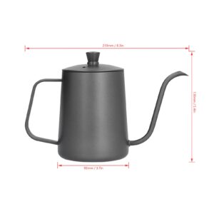 ELINP Goose Neck Electric Kettles, 600ml 304 Stainless Steel PTFE Coffee Kettle with Black Handle Narrow Mouth Coffee Pot for Home