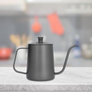 ELINP Goose Neck Electric Kettles, 600ml 304 Stainless Steel PTFE Coffee Kettle with Black Handle Narrow Mouth Coffee Pot for Home