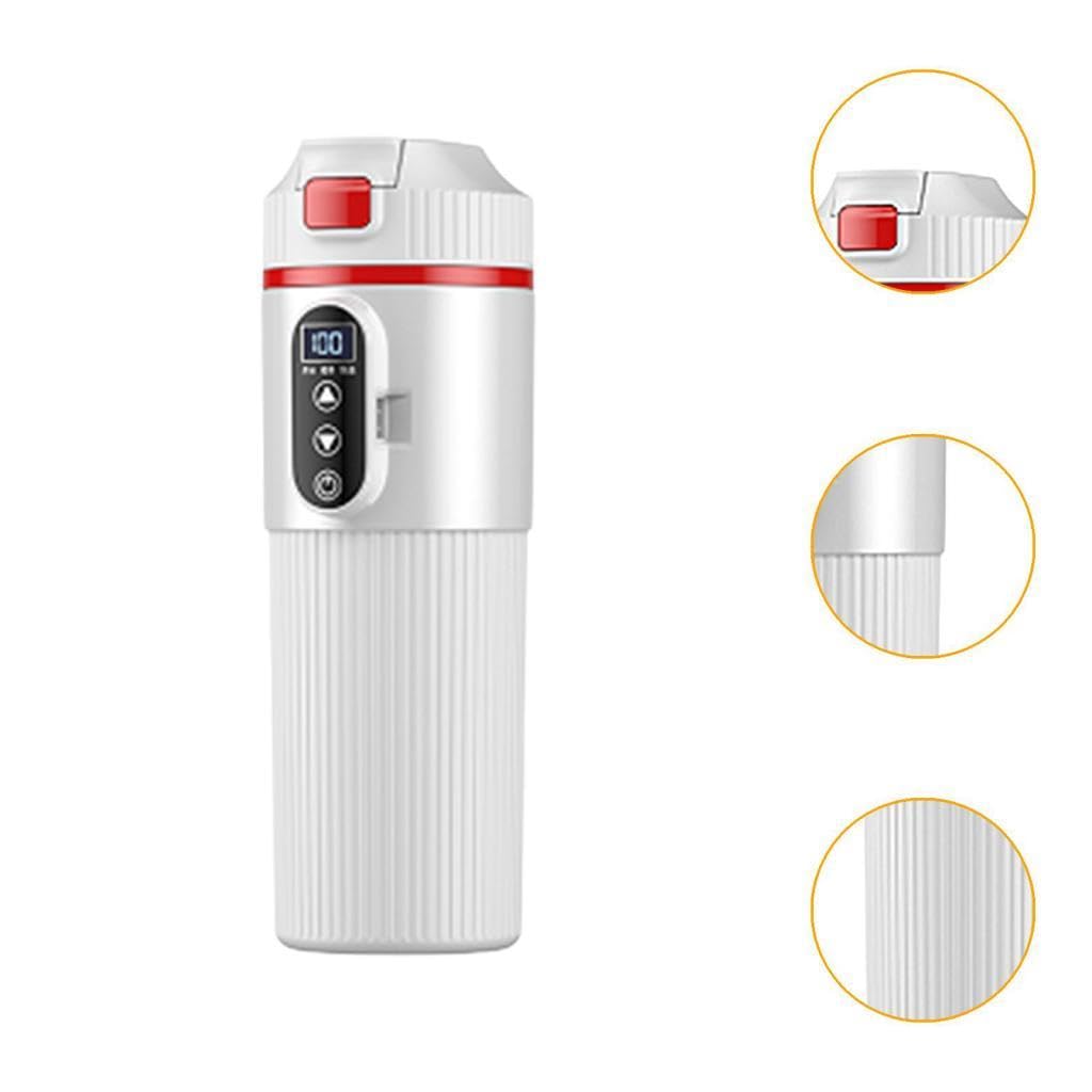 Car Heating Cup Car Kettle Stainless Steel Heated Mug Electric Heat Water Cup for Tea Milk Heated School Family Cars, White