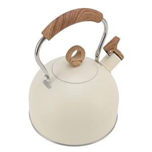 2.5 liter whistling tea kettle l steel teapot with handle for electric stove gas stove beige for home use, multifunctional accessory (beige)