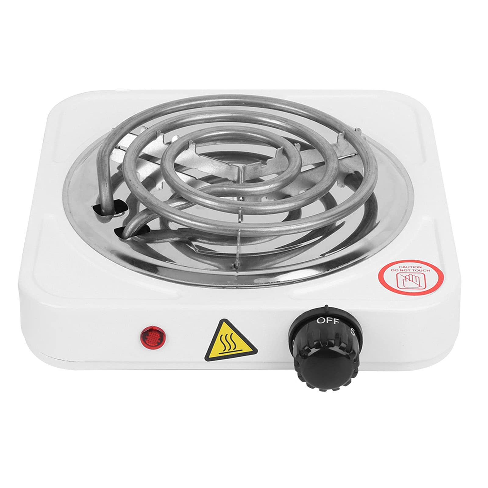 Electric Single, 1000W Stainless Steel Hot Plate Cooktop Compact Portable Single Tube Electric Stove with Adjustable Temperature and Indicator Light for Home Dorm Office Kitchen